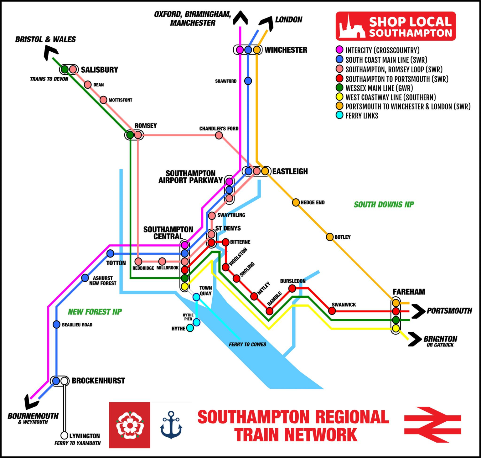 Southampton Regional Train Map - Shop Local Southampton